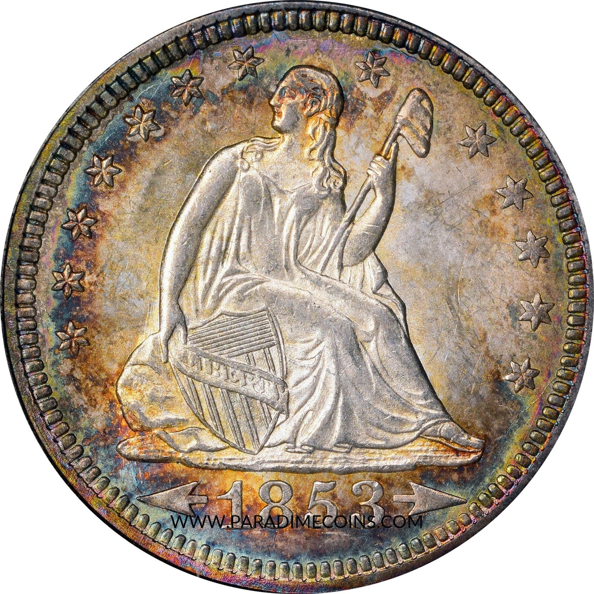 1853 25C ARROWS & RAYS MS63 OH NGC GOLD CAC: Paradime Coins US Certified Rare Coins PCGS CAC NGC