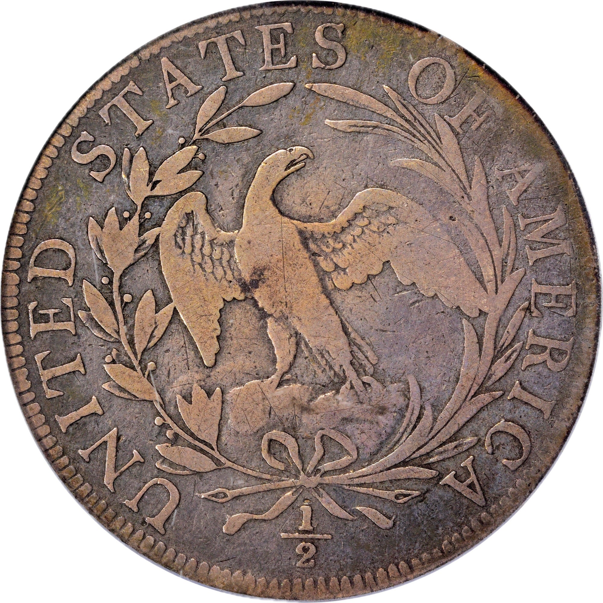 1796 50C 16 STARS VG10 PCGS CAC :Paradime Coins Draped Bust Half Dollar