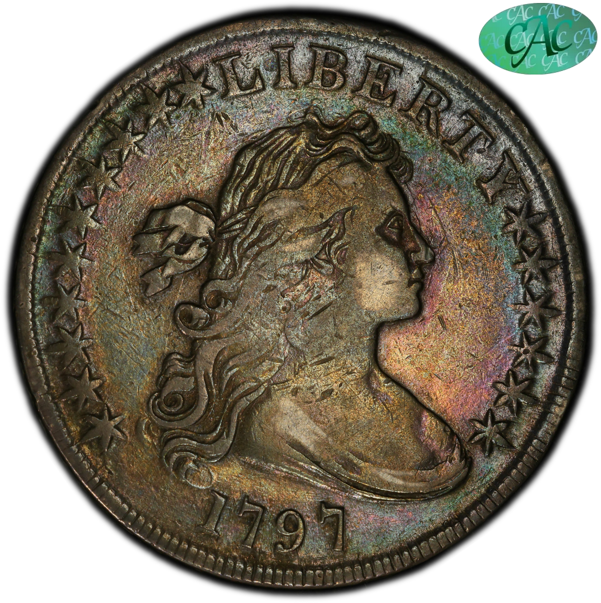 1797 $1 10X6 LG LETTERS VF25 PCGS CAC – Paradime Coins