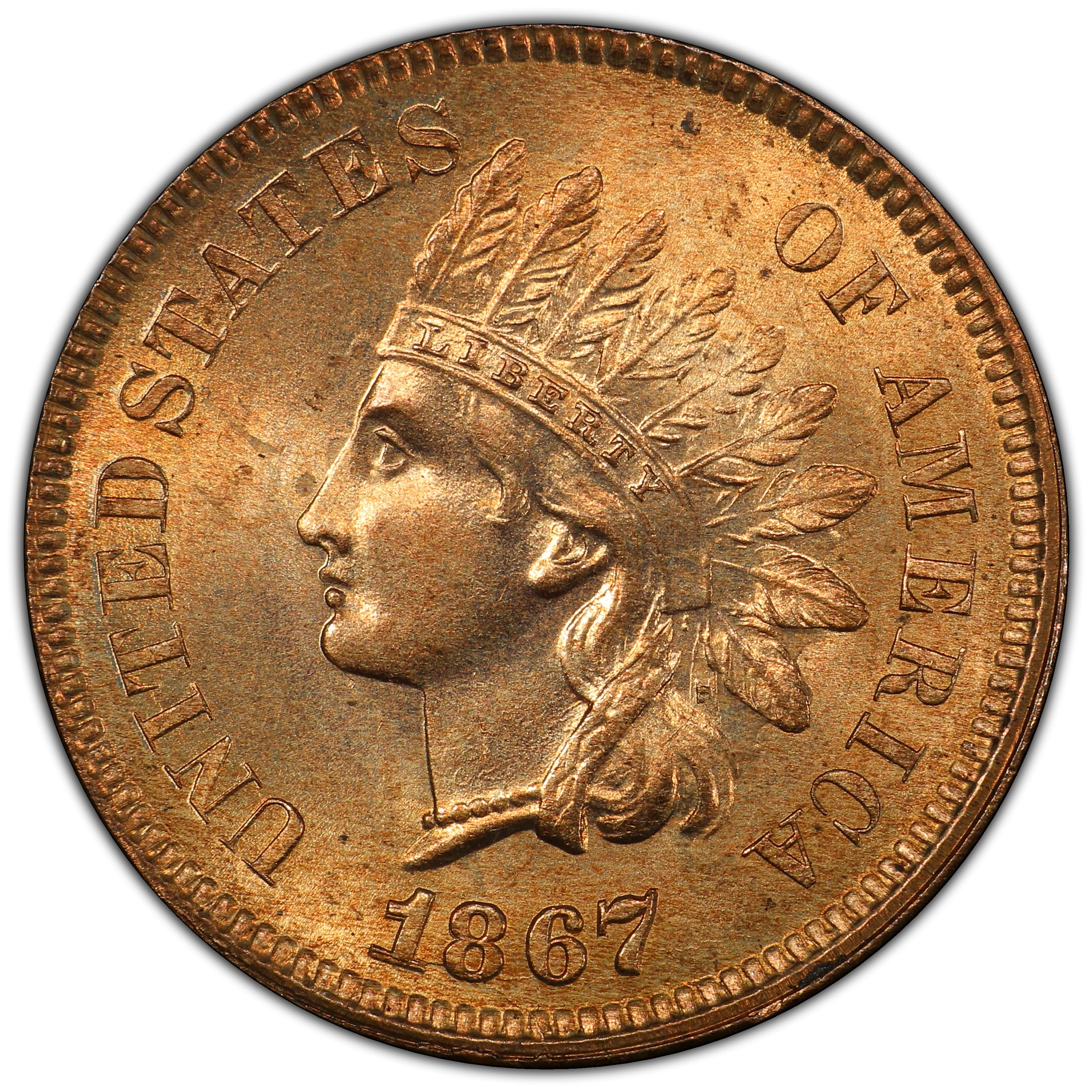 1867 1C MS66 RD PCGS EEPS – Paradime Coins