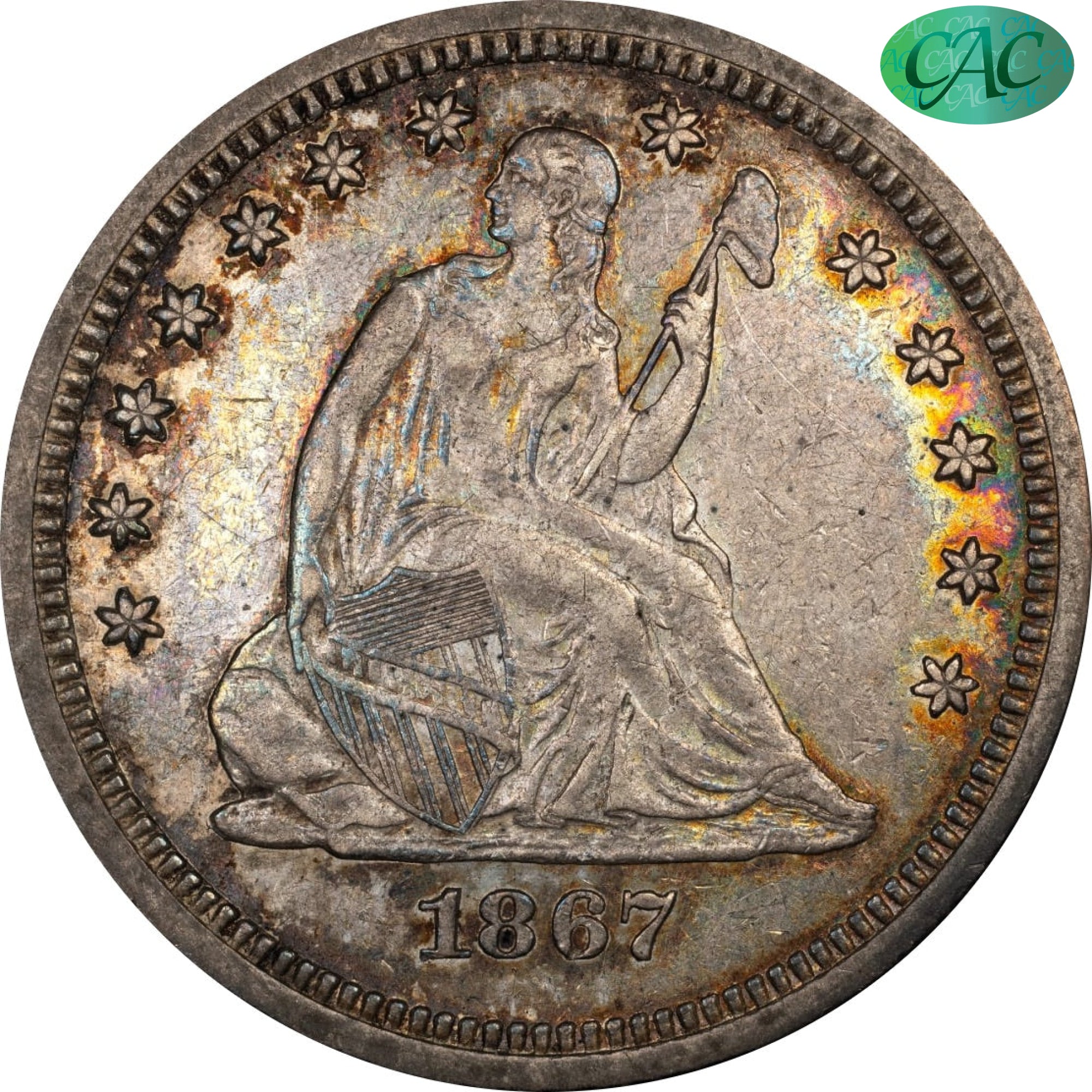 1867 25C AU50 CACG – Paradime Coins