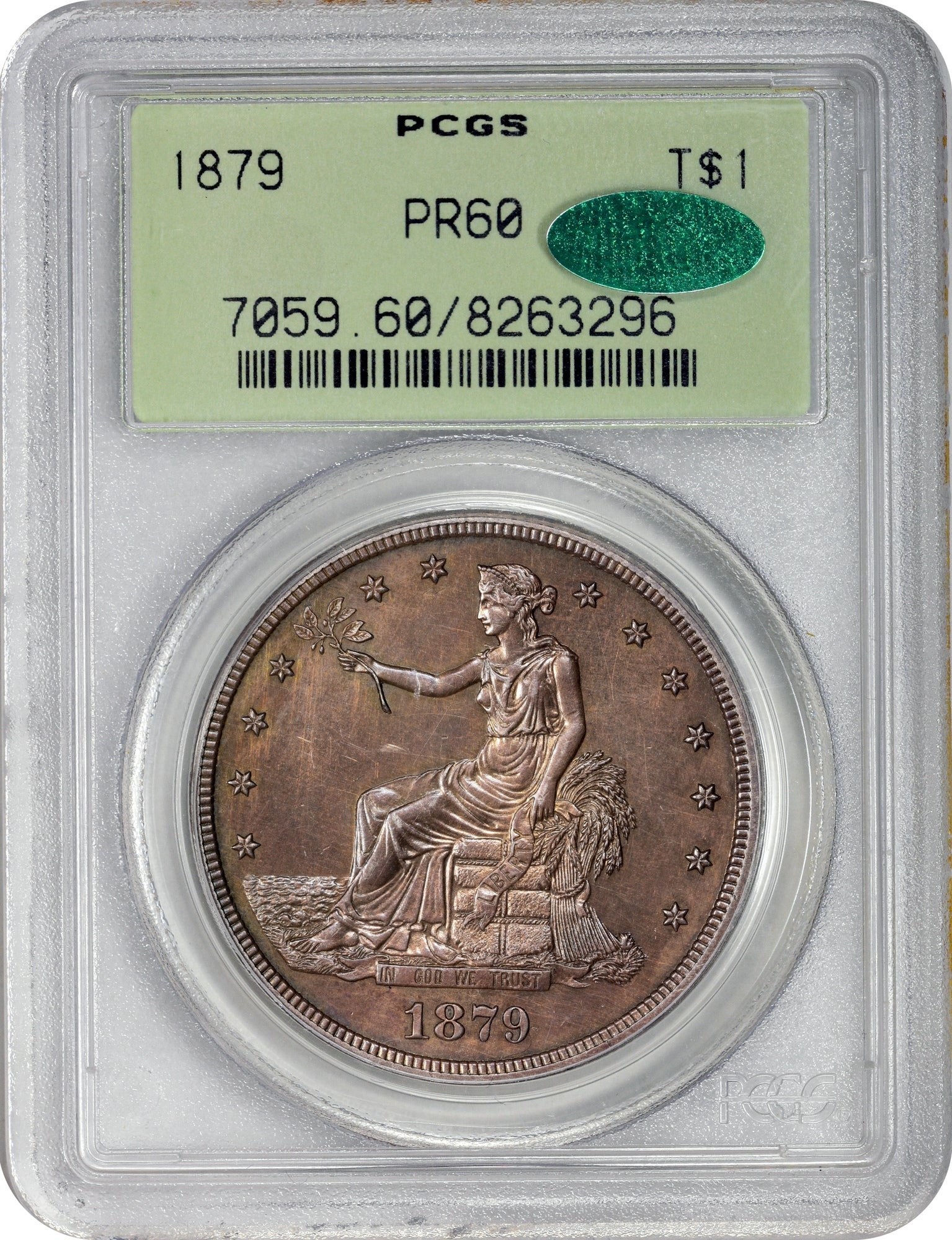 1879 T$1 PR60 PCGS CAC: Paradime Coins Trade Dollar