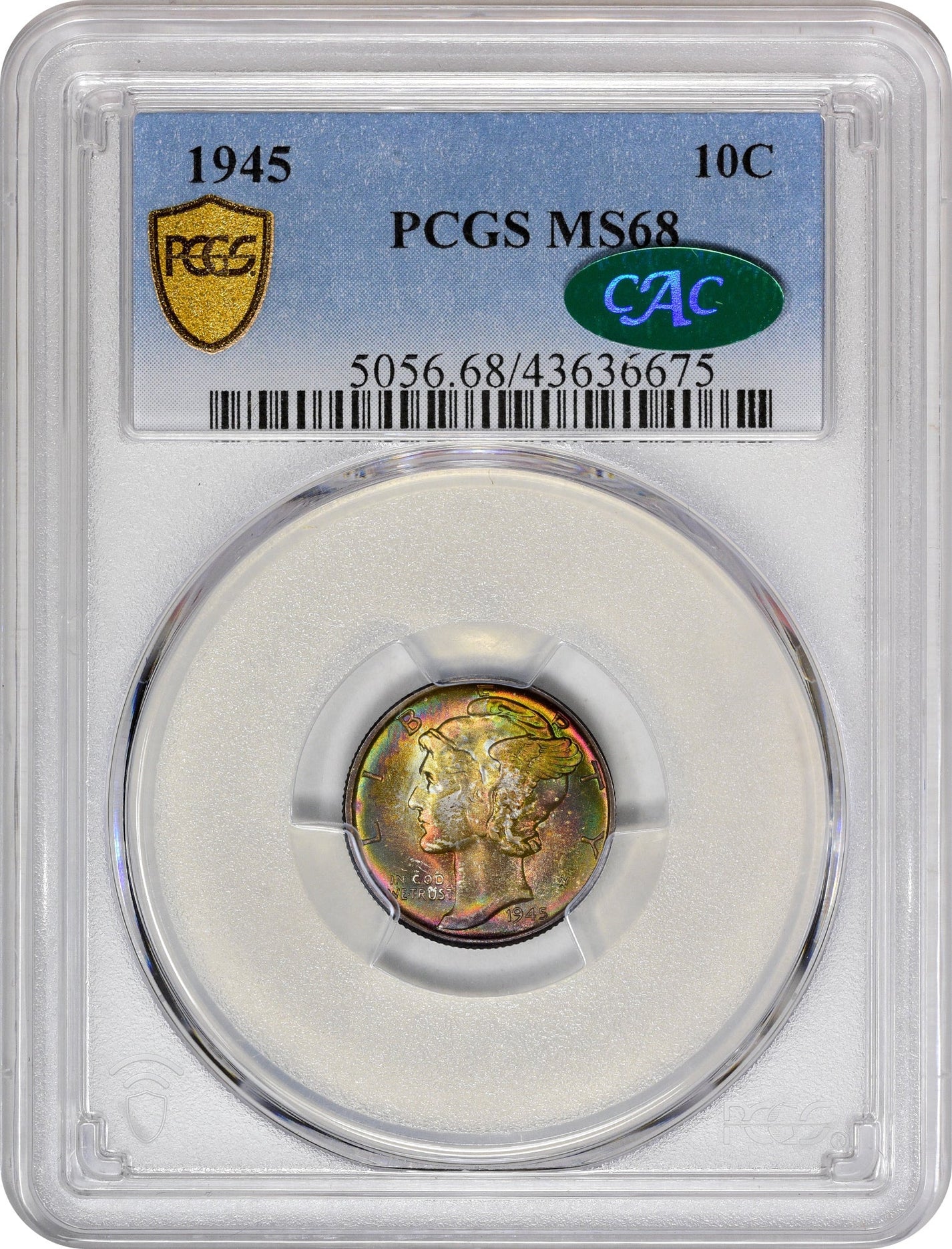 1945 10C MS68 PCGS CAC: Paradime Coins Mercury Dime